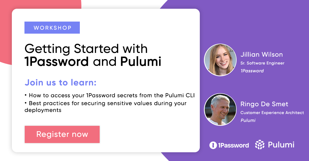 Getting Started with 1Password and Pulumi | Pulumi Getting Started with 1Password and Pulumi | Pulumi