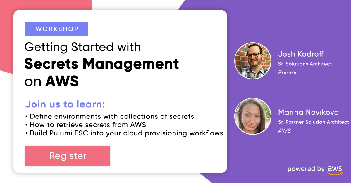 Getting Started with Secrets Management on AWS | Pulumi Getting Started with Secrets Management on AWS | Pulumi